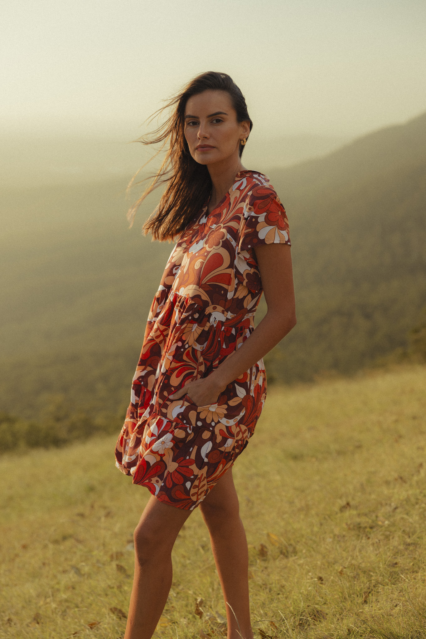 DRESS HS372P088 CARA MINI CARAMELLO - Naked Gypsy