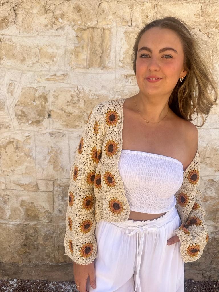 CROCHET CARDI MANDALA CROPPED SUNFLOWER - Naked Gypsy
