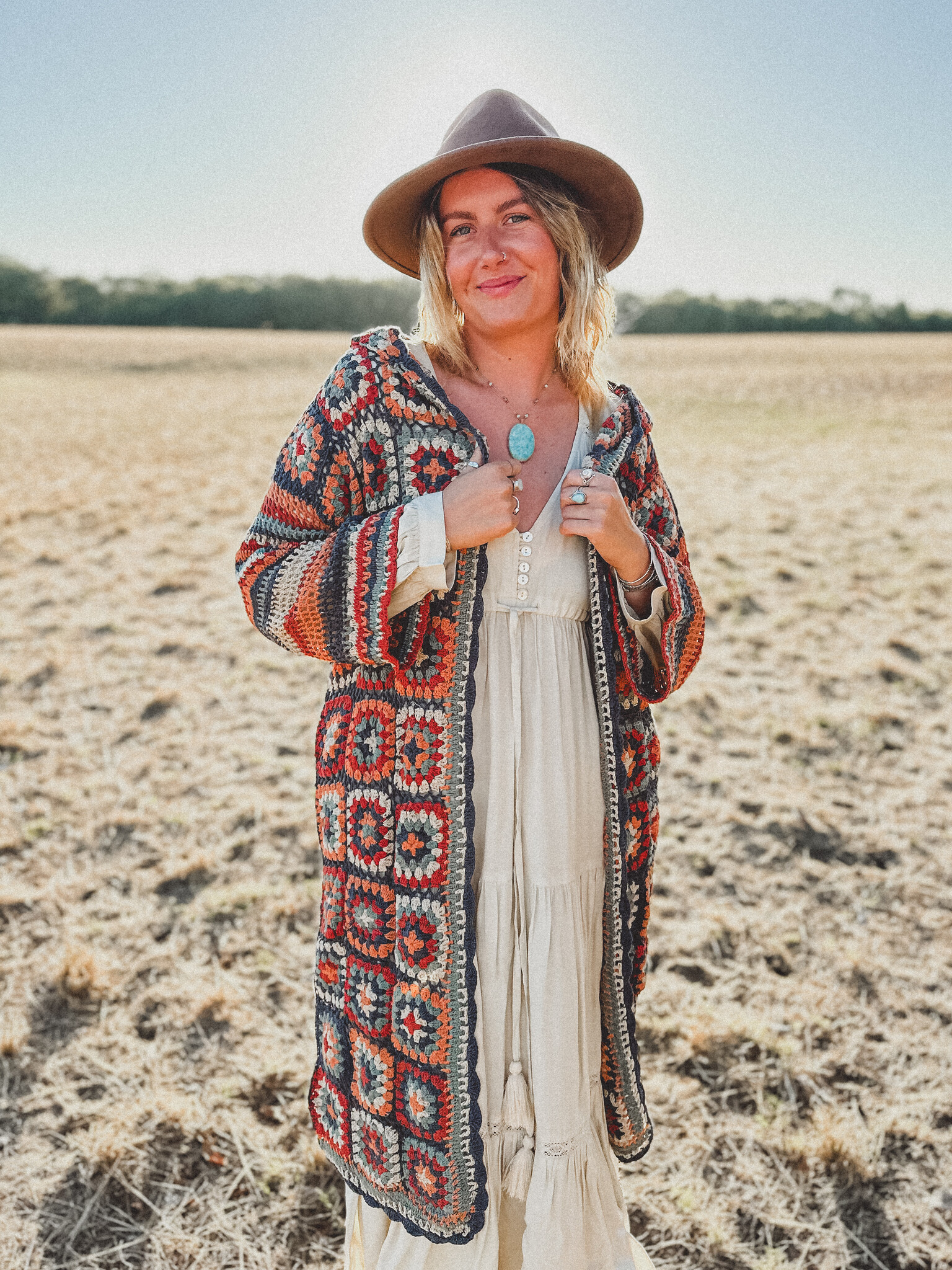CROCHET CARDI DESERT DREAMER SAGE - Naked Gypsy