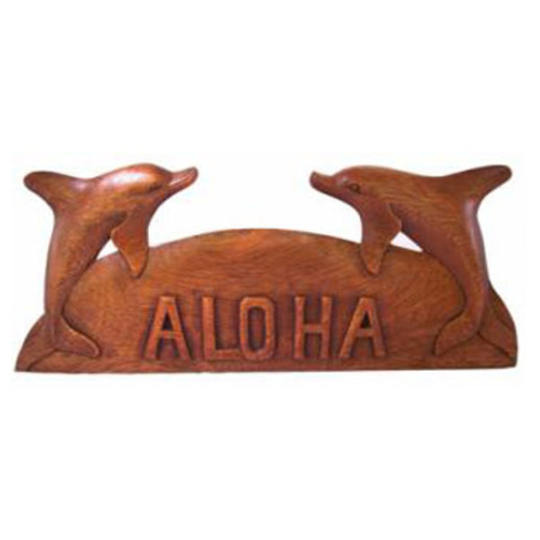Hand Carved Aloha Plumeria Lei Sign - Maka Imports