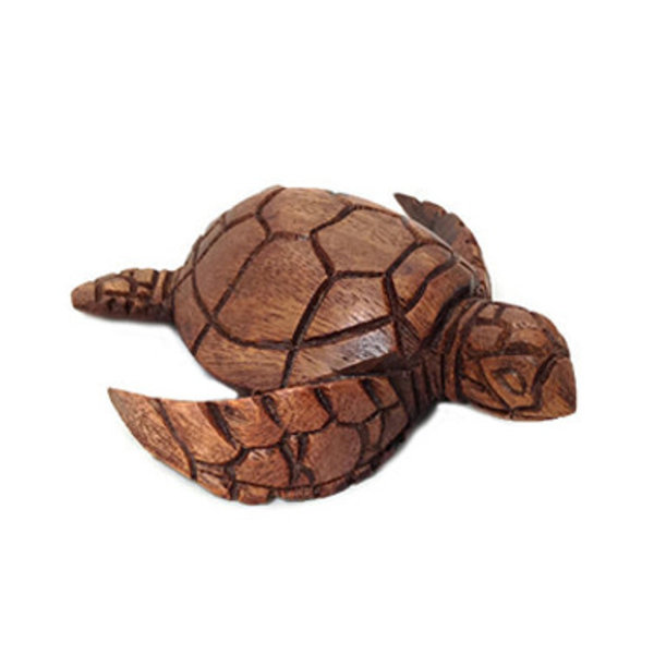 Handcarved Monkeypod Turtle, 6 inch - Maka Imports