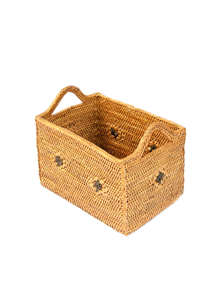 Hand Woven Ata Box with Handles - Maka Imports