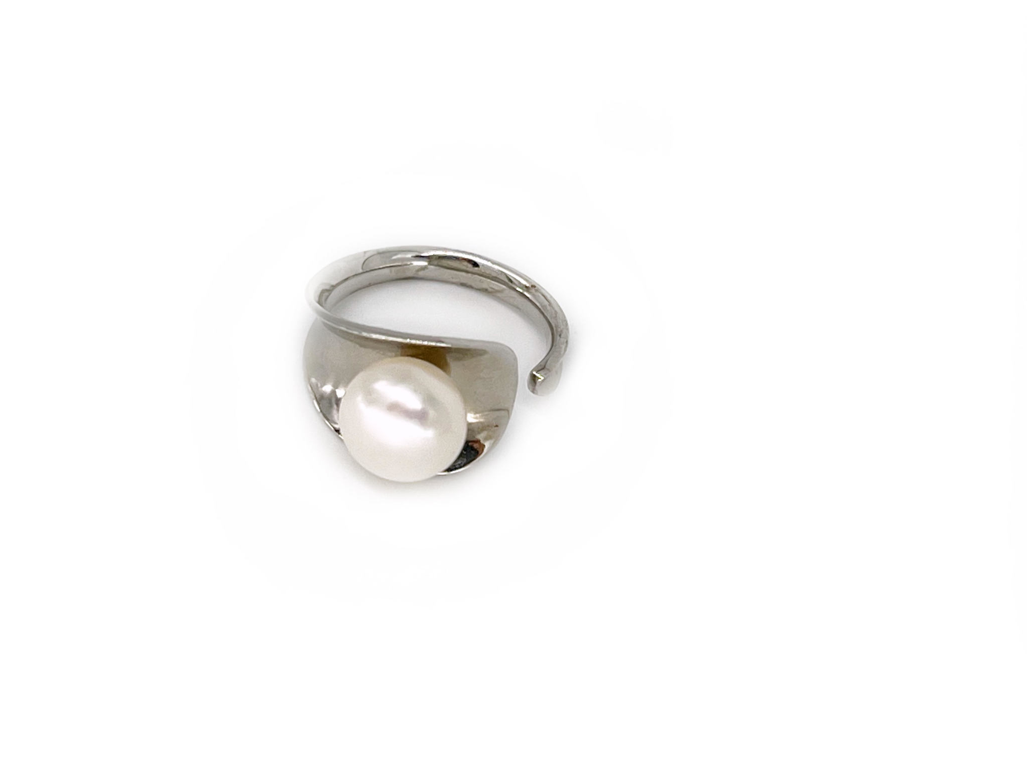 Sterling Silver Adjustable Pearl Ring - Maka Imports