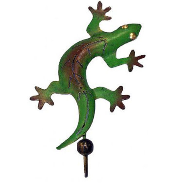 Handmade and Painted Double Iron Hook Gecko - Maka Imports