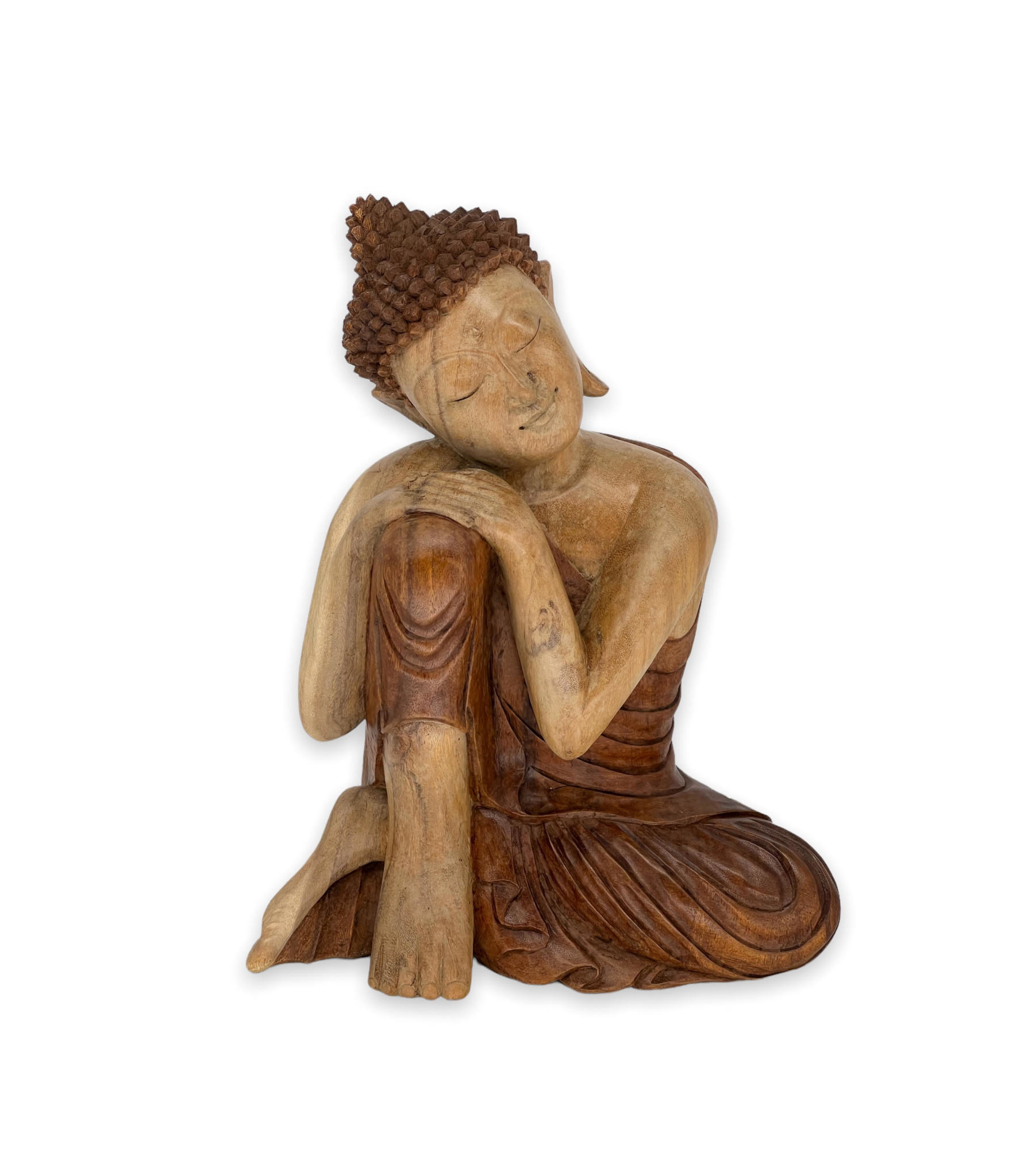 40cm Hand Carved Resting Buddha Two Tone - Maka Imports