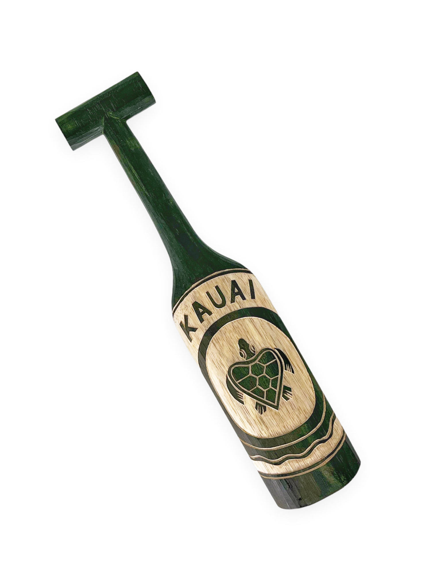 Hand Carved Green Albesia Wood Paddle Turtle Kauai - Maka Imports