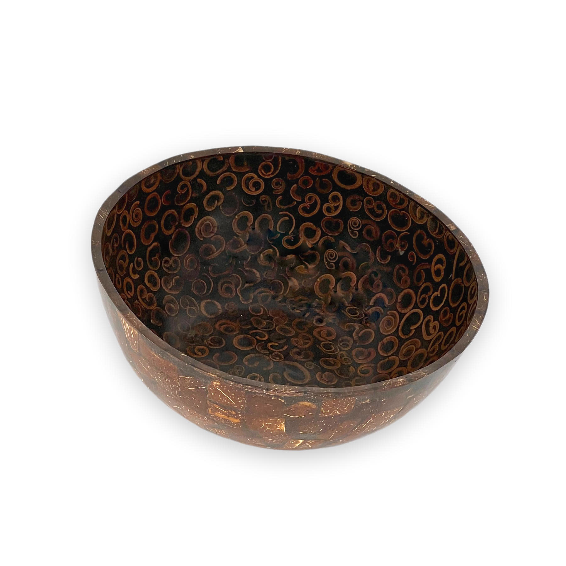 Deep Cinnamon Bowl with Coco Mosiac Back - Maka Imports
