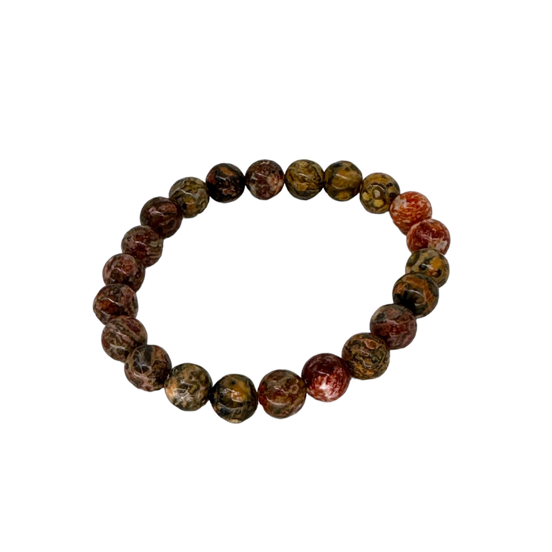 Leopard Jasper Gemstone Stretch Bracelet 8mm - Maka Imports