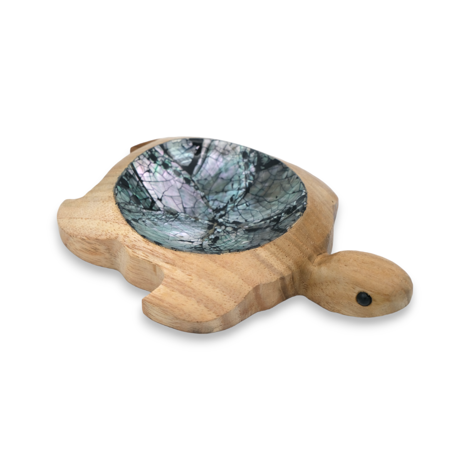 Hand Made 7 Eye Shell and Teak Wood Turtle Dish - Maka Imports