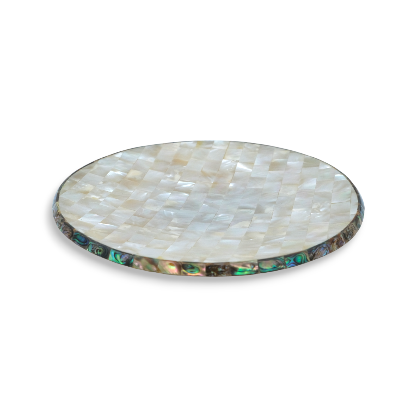 Hand Made Mother of Pearl Round Dish with Paua Shell Edge 18cm - Maka ...