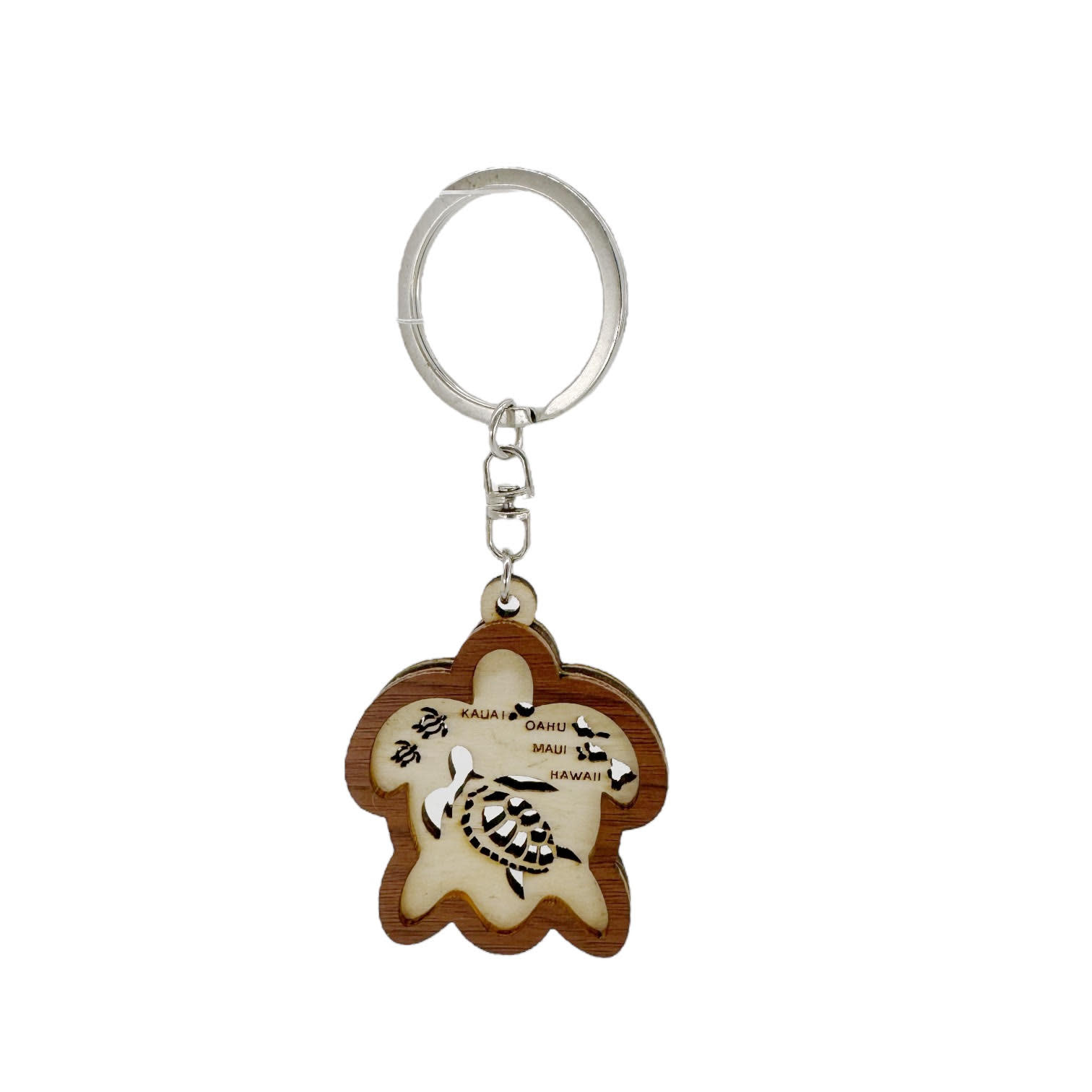 Turtle Wood Cutout Keychain Turtle Design - Maka Imports