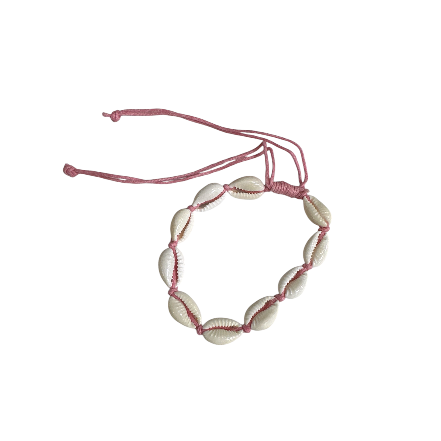 Cowry Shell Adjustable String Bracelet Pink - Maka Imports
