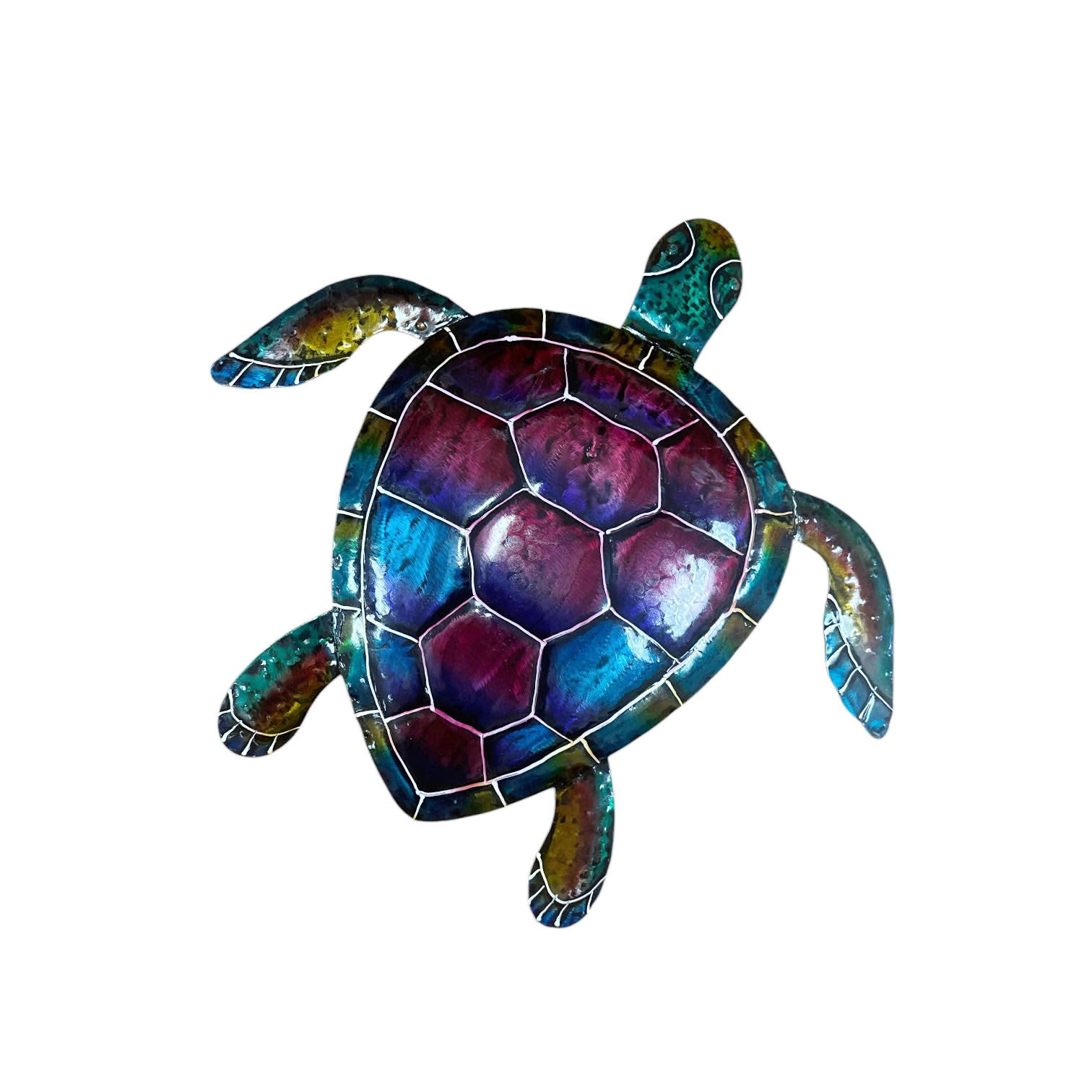Iron Wall Art Large Iridescent Turtle - Maka Imports