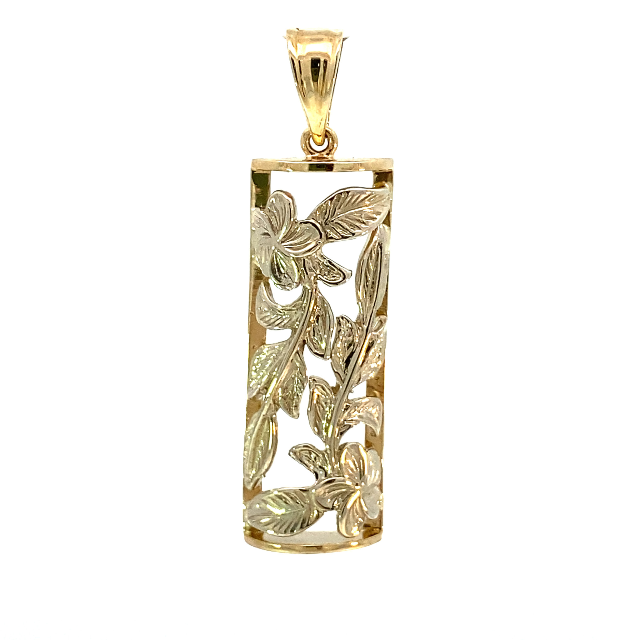 P5271 14KTT Plumeria Maile Cutout Pendant - Lehua Jewelers