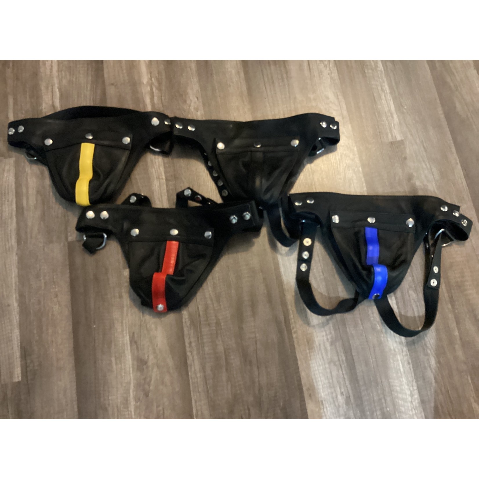 Colored leather jock with leather strap - C&J Hammer Hard Accessories