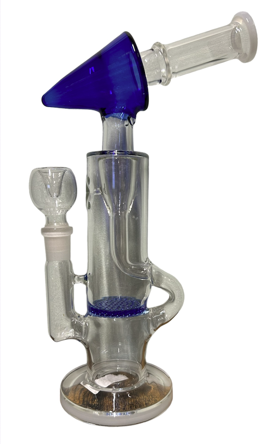 Clear Perk Bong w/Blue Arrow Mouth Piece - C&J Hammer Hard Accessories