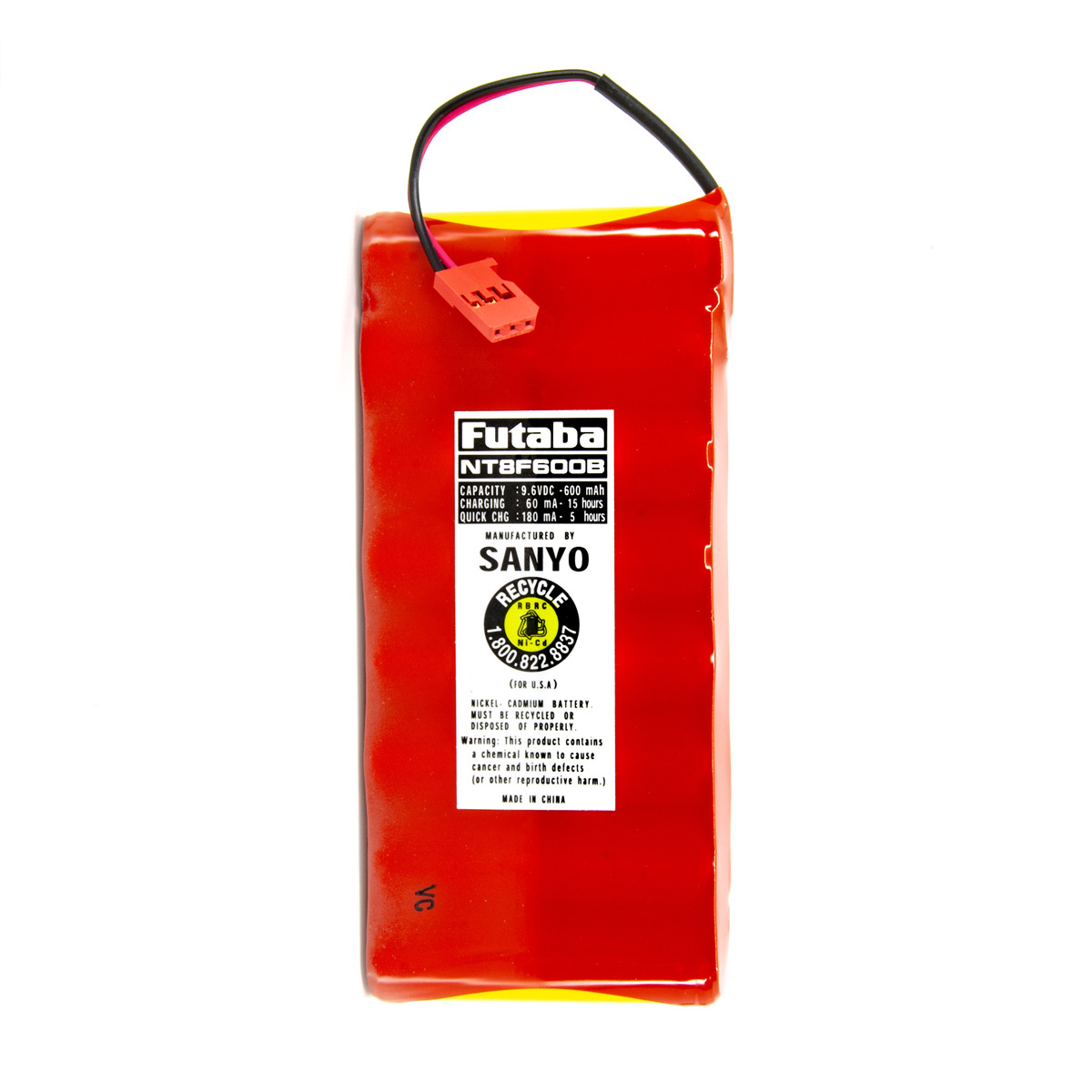 Futaba 9.6V 600mAh NiCd Transmitter Battery, Flat Pack - Extreme R/C ...