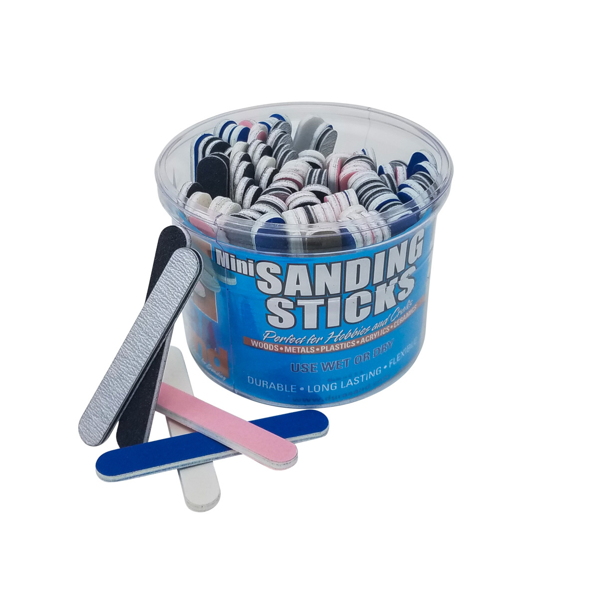 Durasand Mini Sanding Sticks, 100 Piece Bucket, Assorted Grits ...