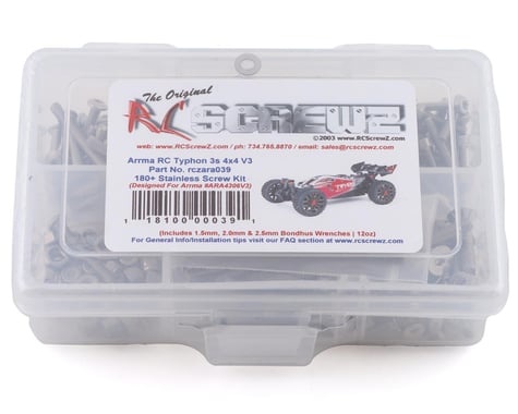 RCZARA039 RC Screwz Arrma Typhon 3S 4x4 V5 Stainless Steel Screw Kit ...