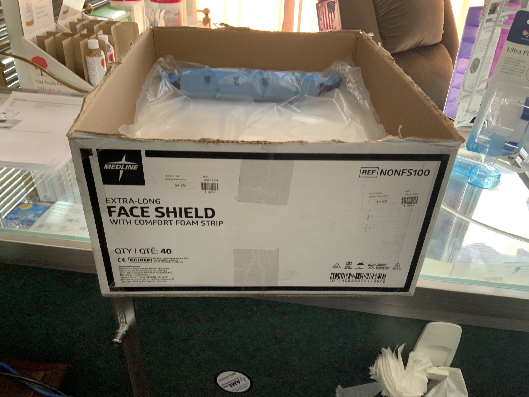 Medline Extra-long Face Shield with comfort foam strip - AME4Retail