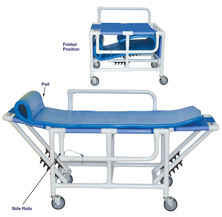 Mjm HealthCare Grade Plastics Shower gurney with fold down head and ...