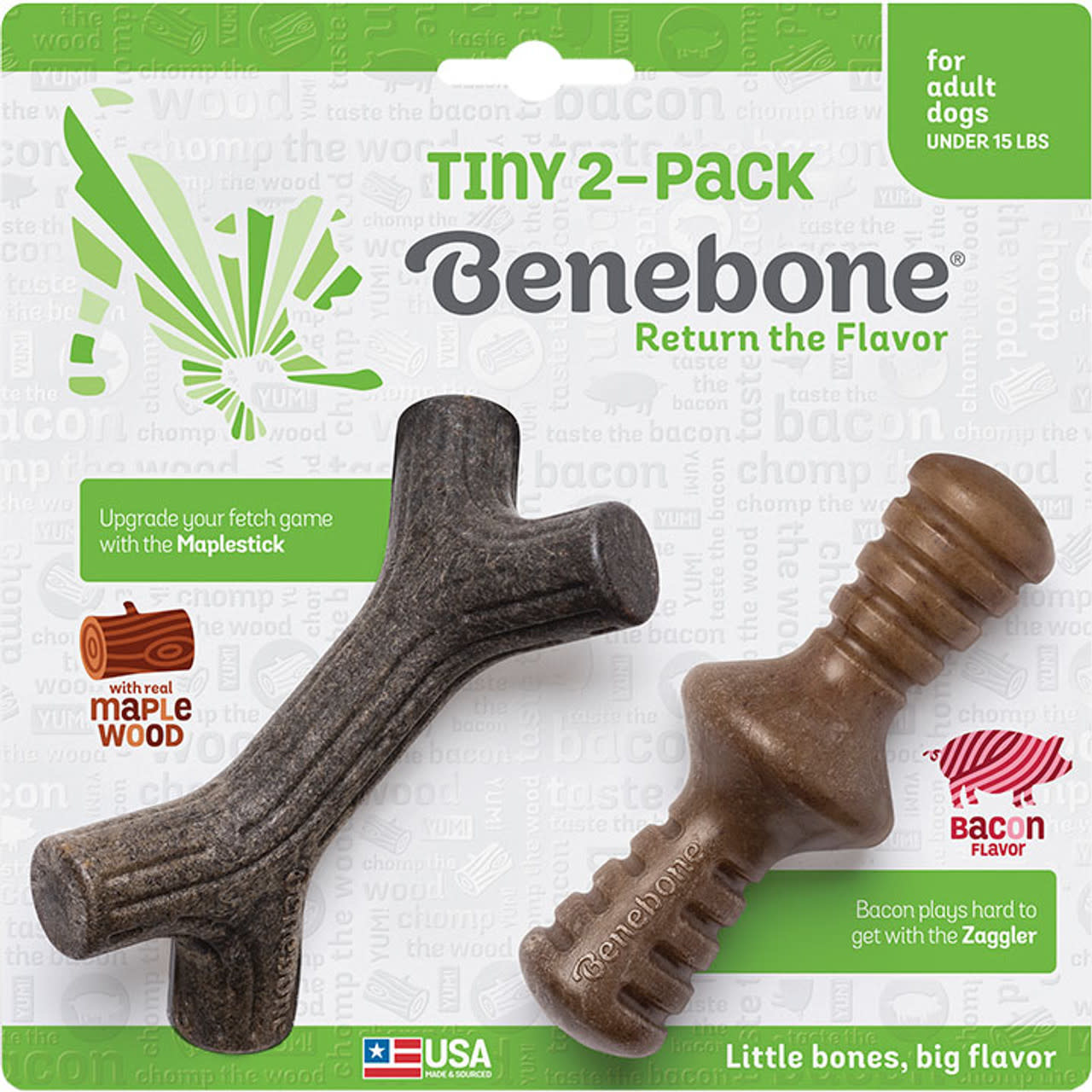 Benebone Benebone Maple Stick Zaggler Tiny Bacon 2 Pk - Noah's Ark
