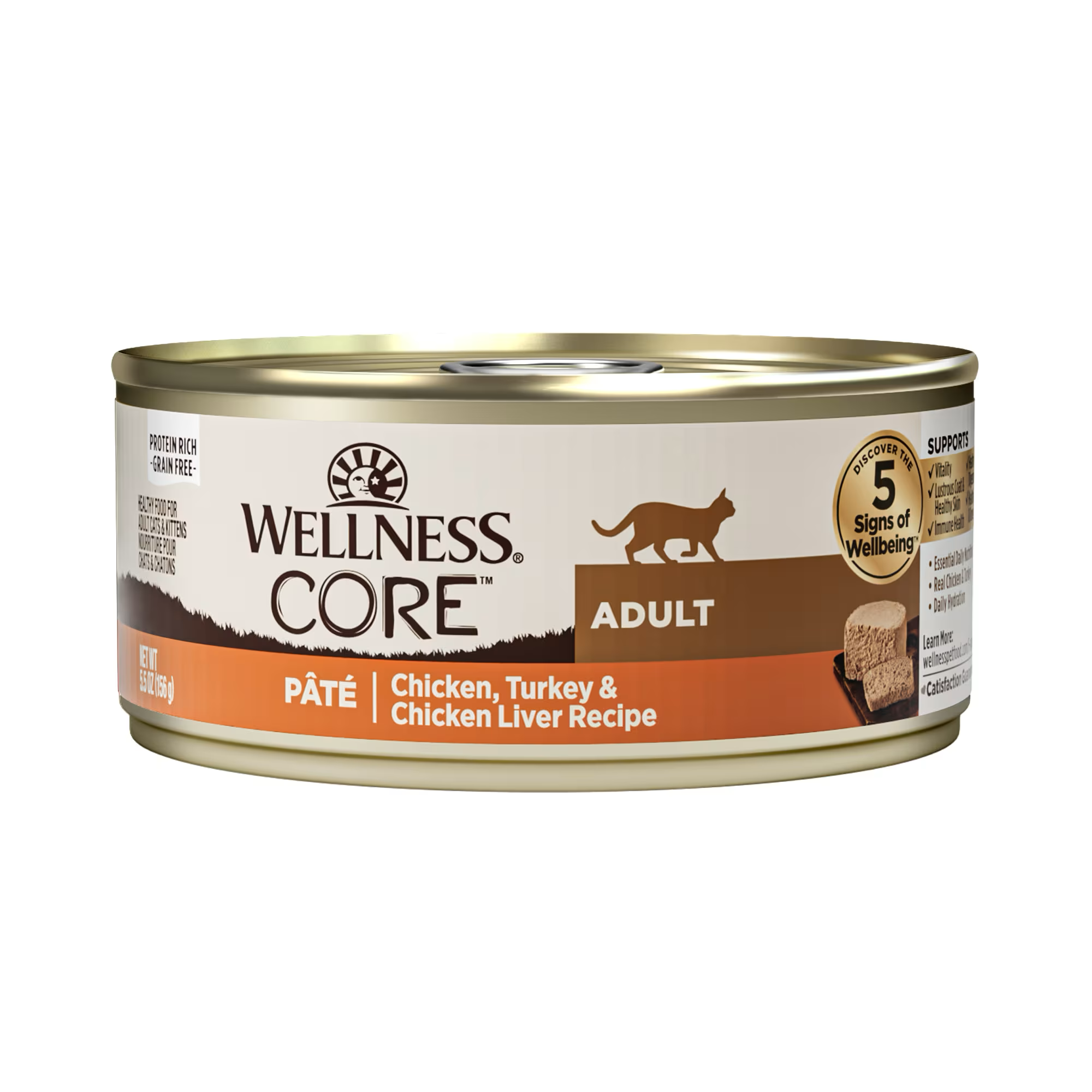 Wellness Core Pate Indoor Chicken & Chicken Liver Canned Cat Food 5.5oz ...