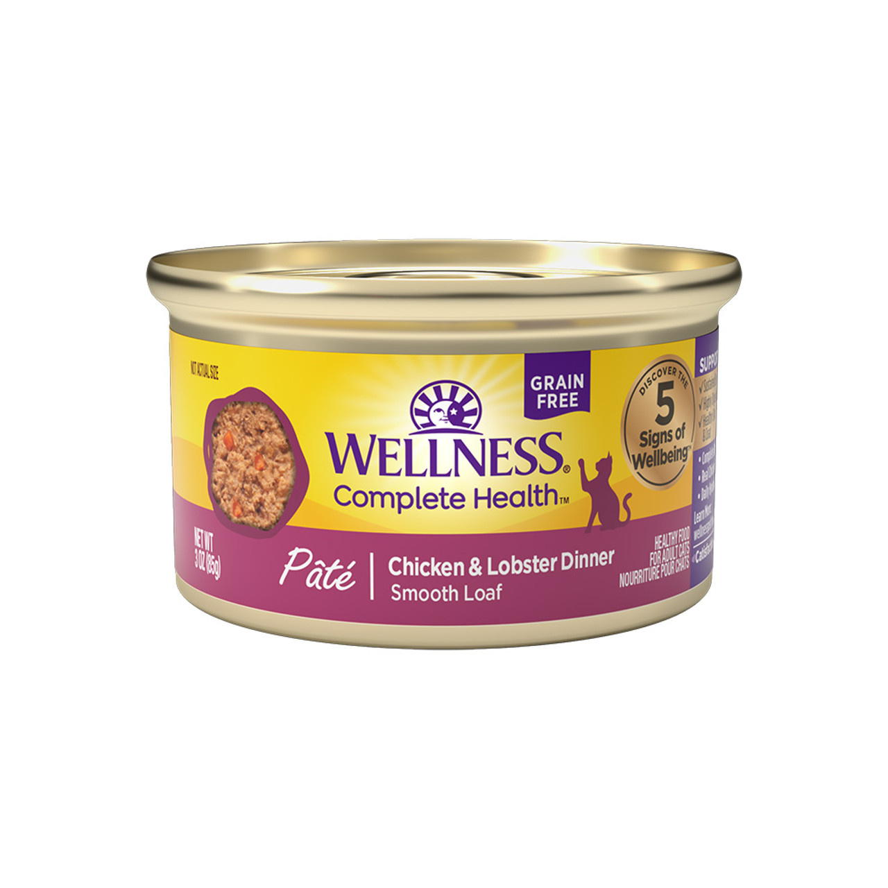 Wellness Complete Health Pate Chicken and Lobster Cat Food 3 oz can ...