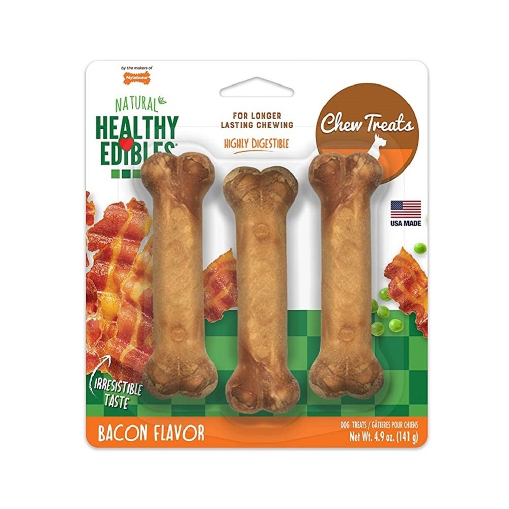 Nylabone Healthy Edibles Bacon Bone Treat - Noah's Ark