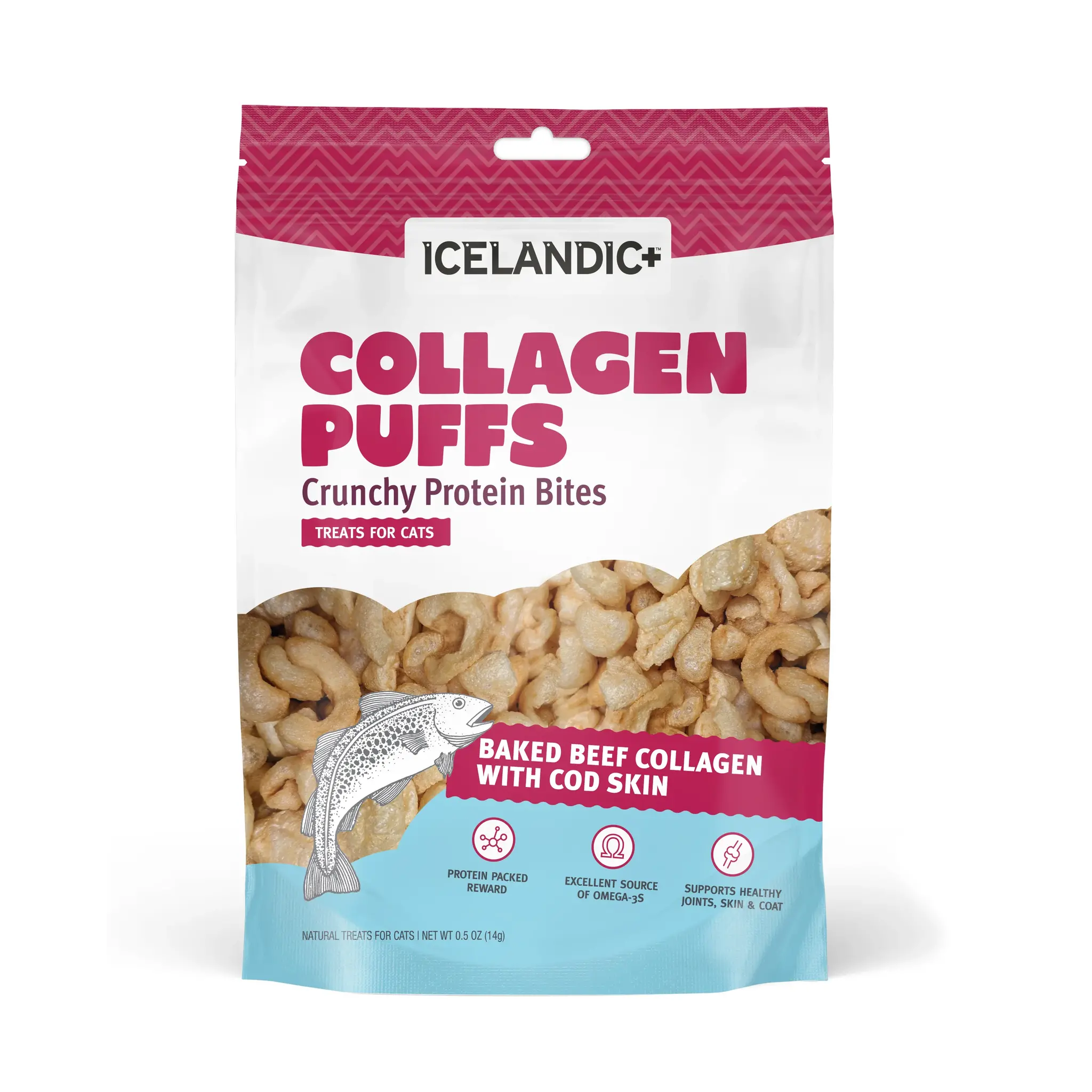 Icelandic Beef Collagen Puffs with Cod Skin Cat Treat .5OZ - Noah's Ark
