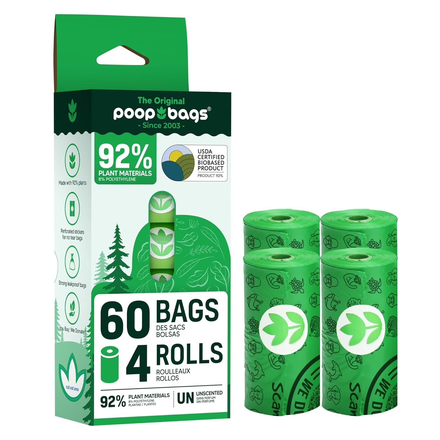 The Original Poop Bags Compostable 4pk 15ct - Noah's Ark