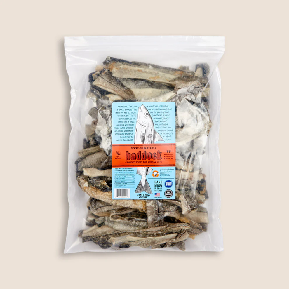 Polka Dog Haddock Skin 1 lb Bulk - Noah's Ark
