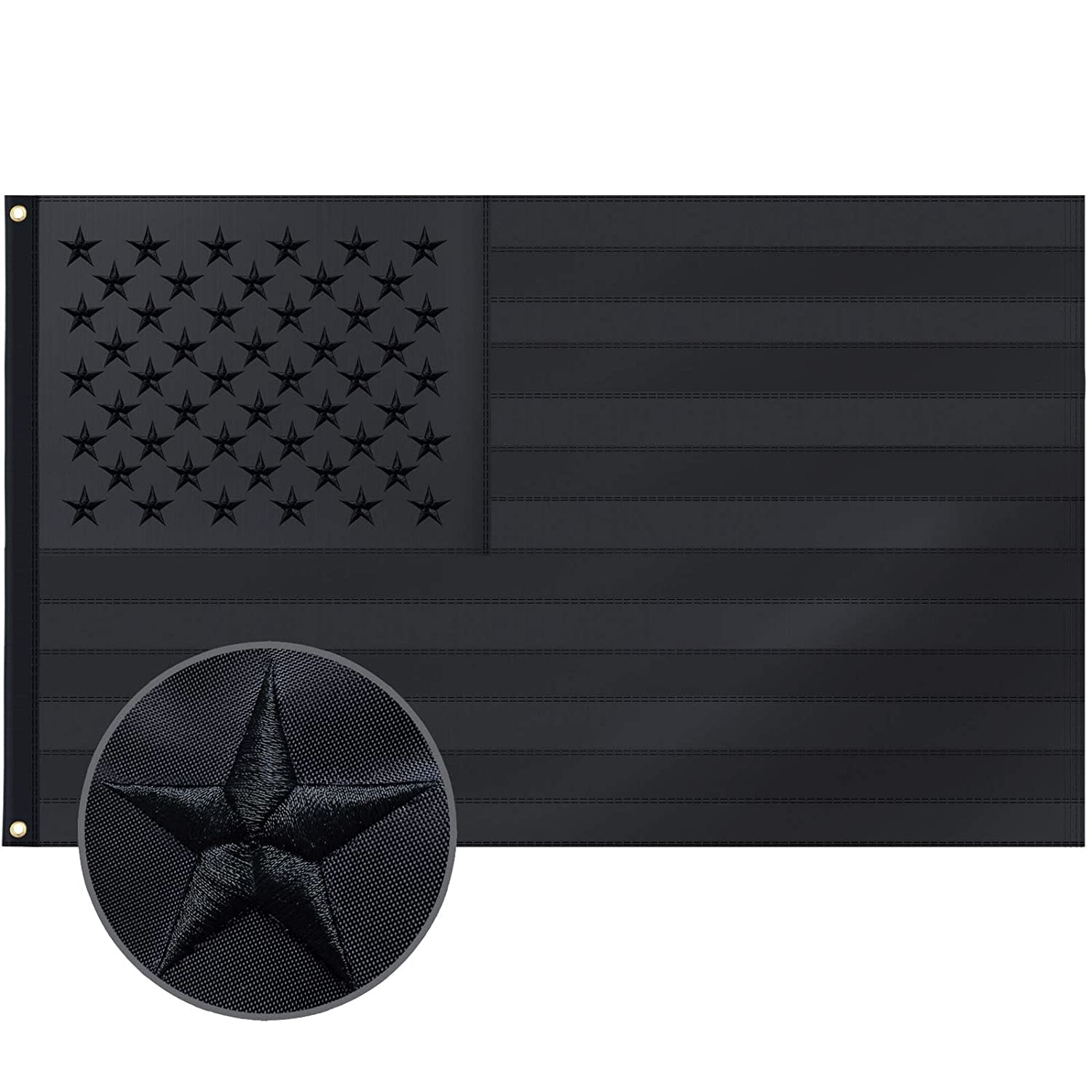 Flag - Blackout American Flag 3' x 5' Nylon Embroidered Stars - Family ...