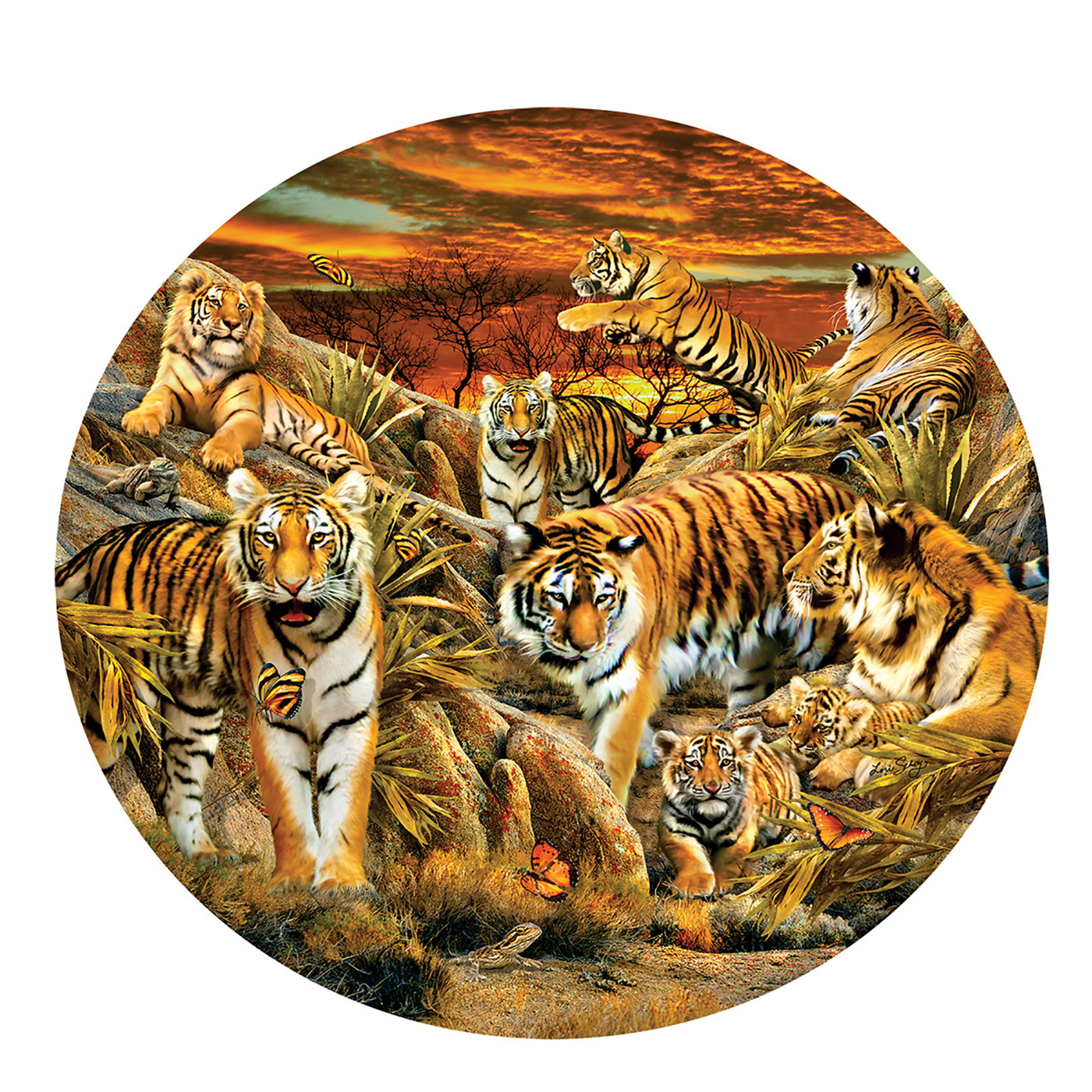 Tigers Galore Round Puzzle 500 Pieces - Family Crests & Puzzled Etc
