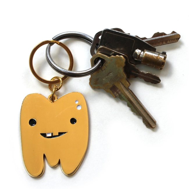 I Heart Guts Gold Tooth Keychain - Ziya Blue
