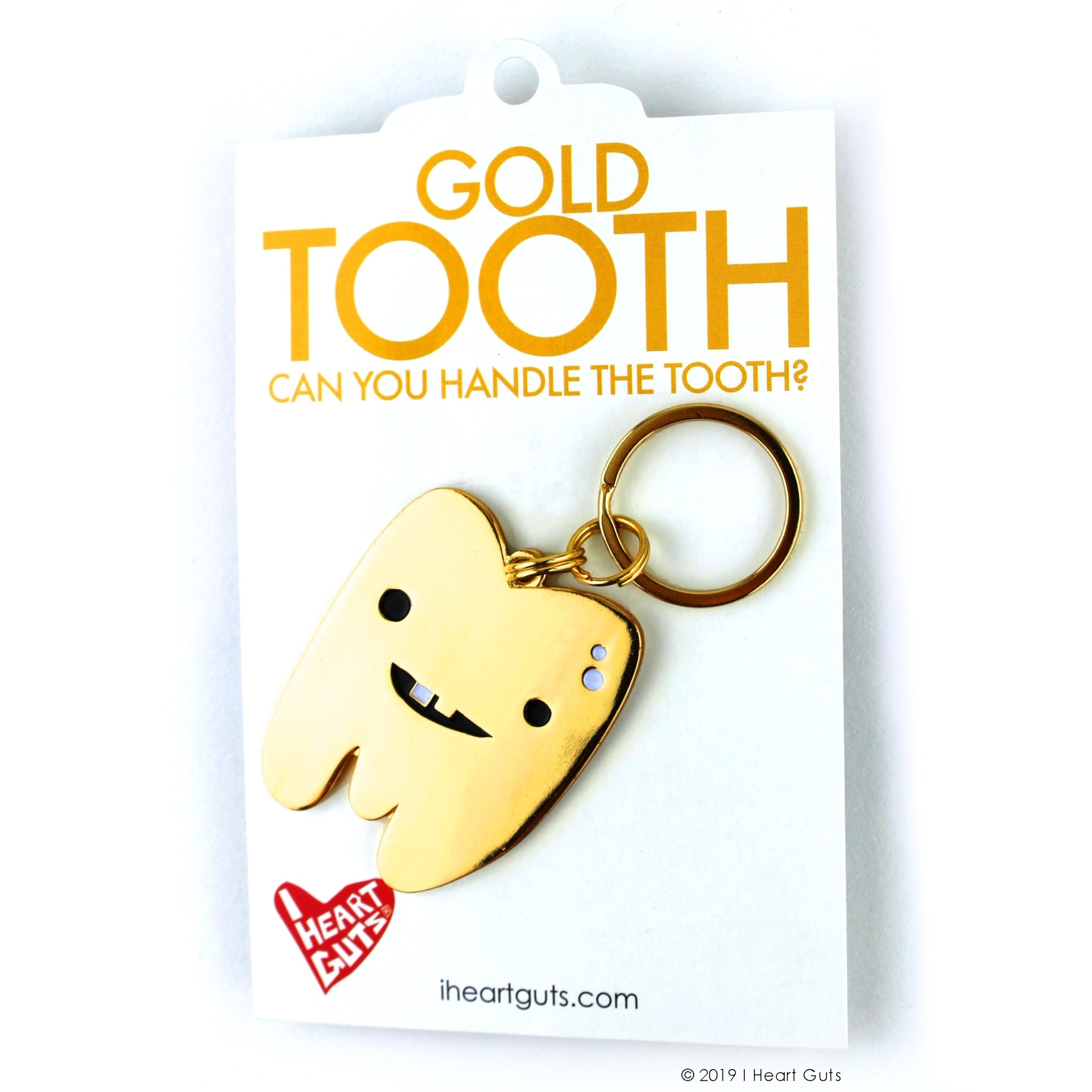 I Heart Guts Gold Tooth Keychain - Ziya Blue