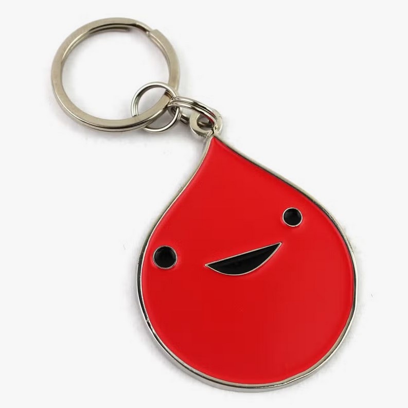 I Heart Guts Blood Drop Enamel Keychain - Ziya Blue