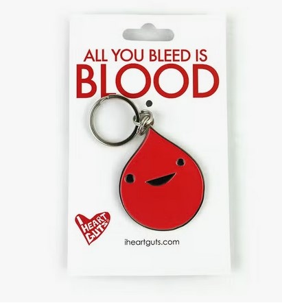 I Heart Guts Blood Drop Enamel Keychain - Ziya Blue