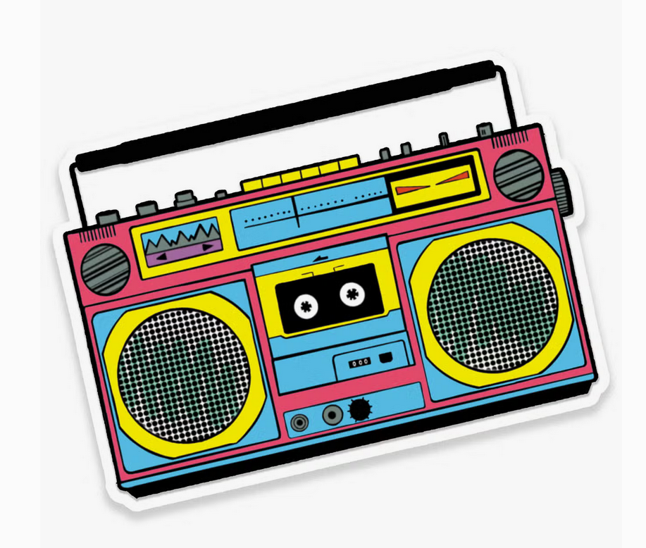 1980s Boombox Retro Vinyl Sticker - Ziya Blue