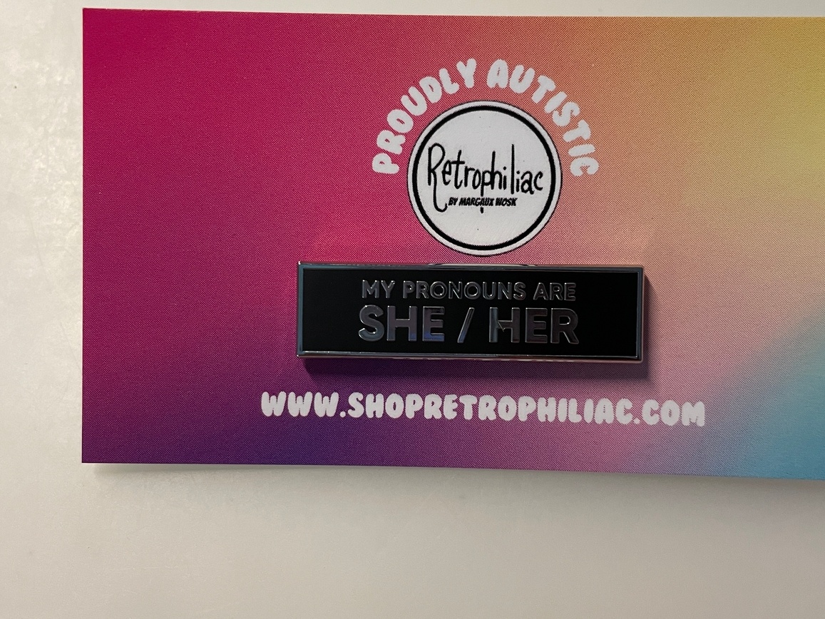 She Her Pronoun Badge She Her - Lightweight Enamel Gender Identity ...