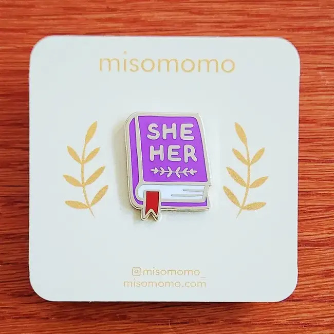 Pronoun Book Pin She Her Ziya Blue