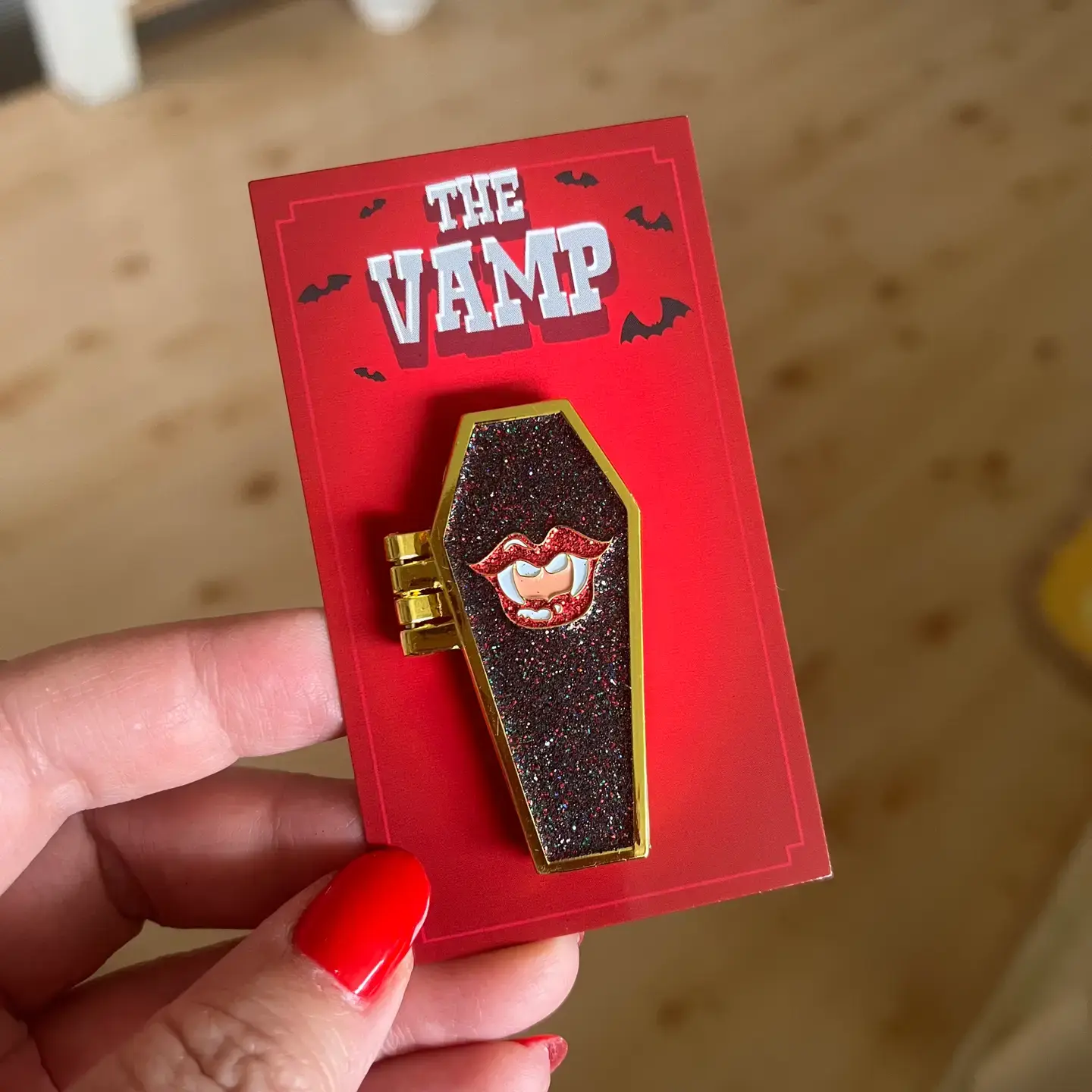 The Vamp Enamel Pin with Glitter - Ziya Blue