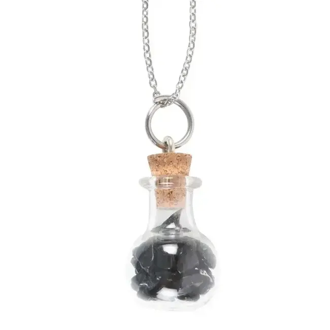 Obsidian Potion Bottle Necklace - Ziya Blue