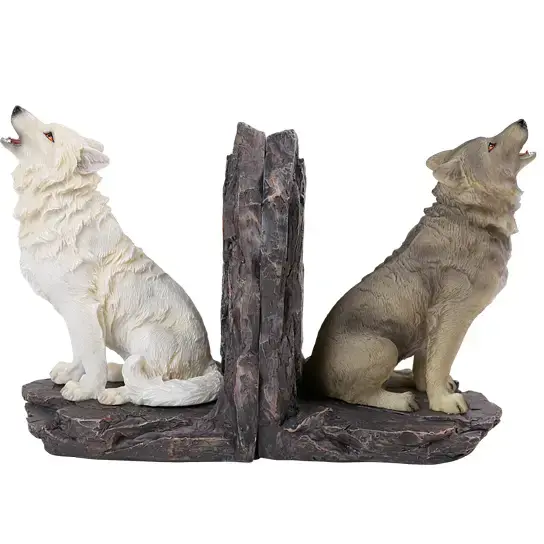 Wolf Bookends Set - Ziya Blue