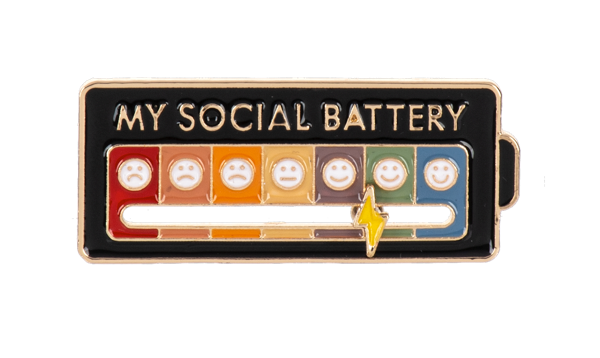 Social Battery Slider Enamel Pin - Ziya Blue