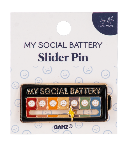 Social Battery Slider Enamel Pin - Ziya Blue
