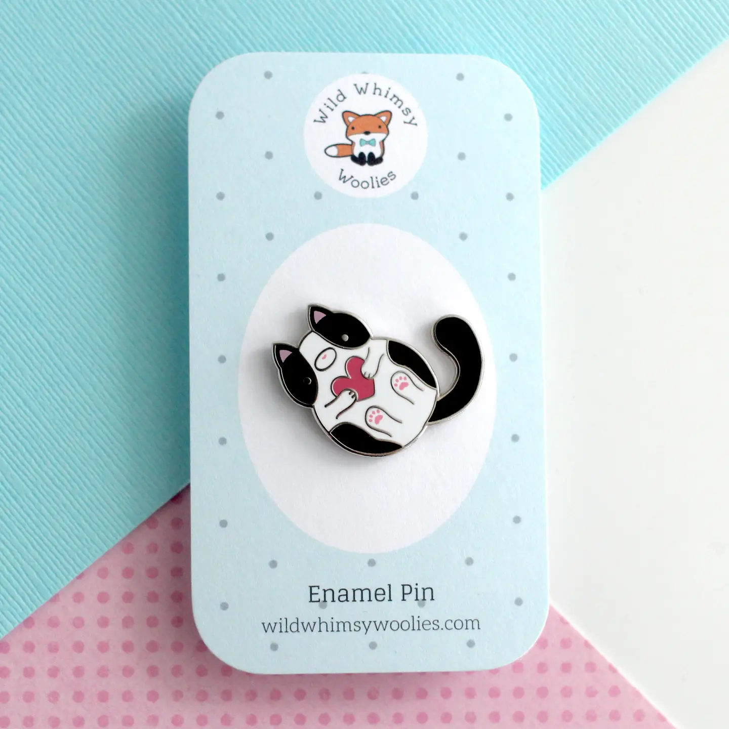 Tuxedo Cat Pin - Ziya Blue
