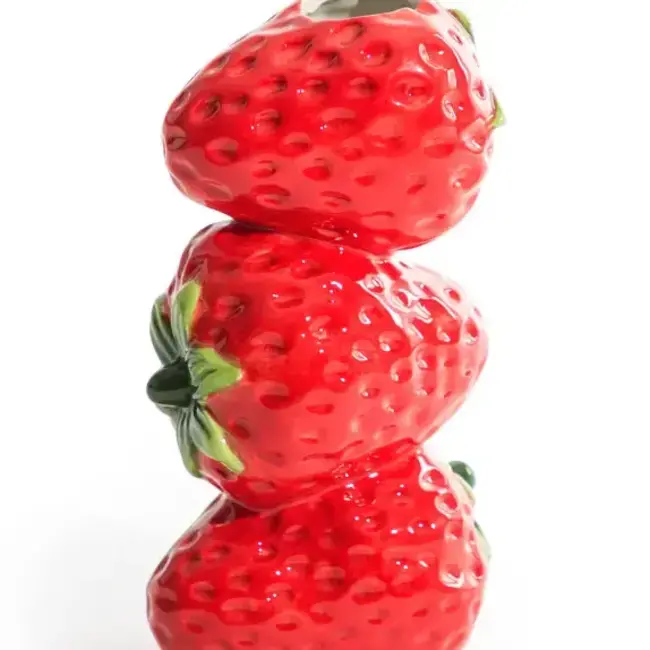 Ceramic Strawberry Stack Stem Vase - Ziya Blue