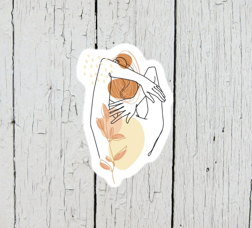 Abstract Art Lady Sticker - Desert Rose