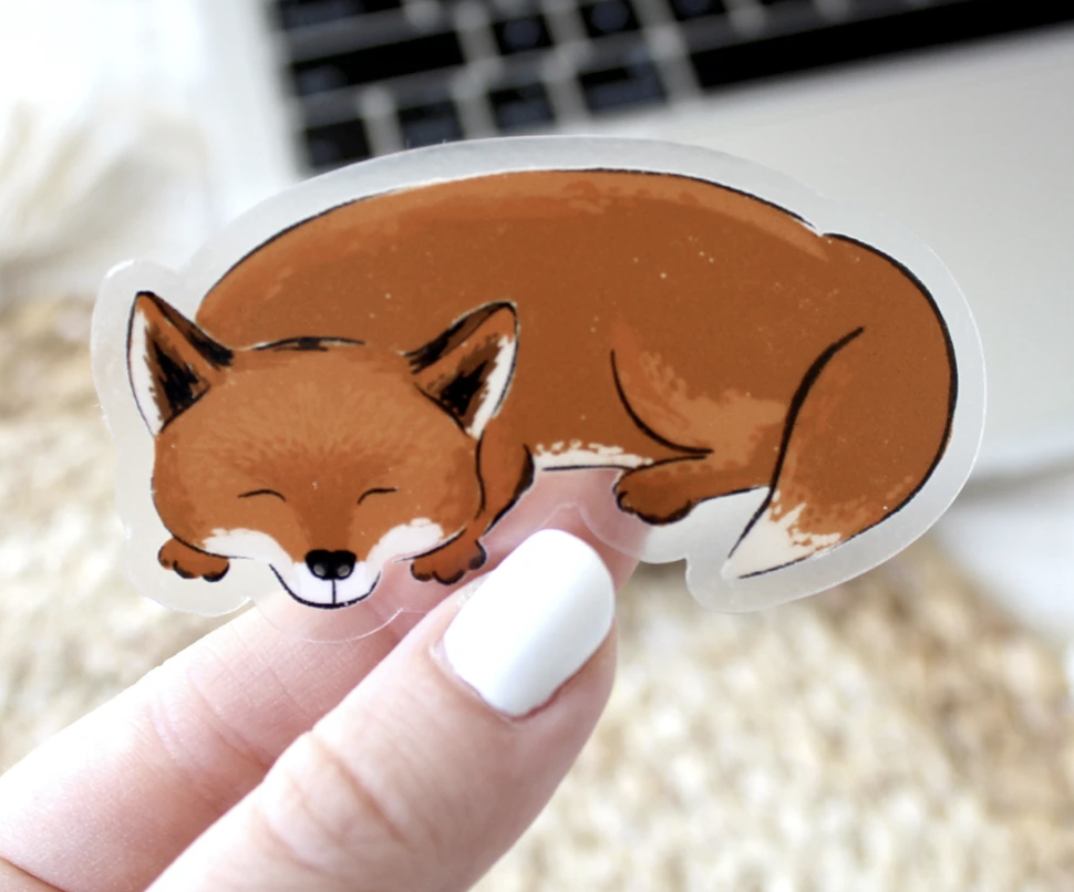Clear Fox Sticker - Desert Rose